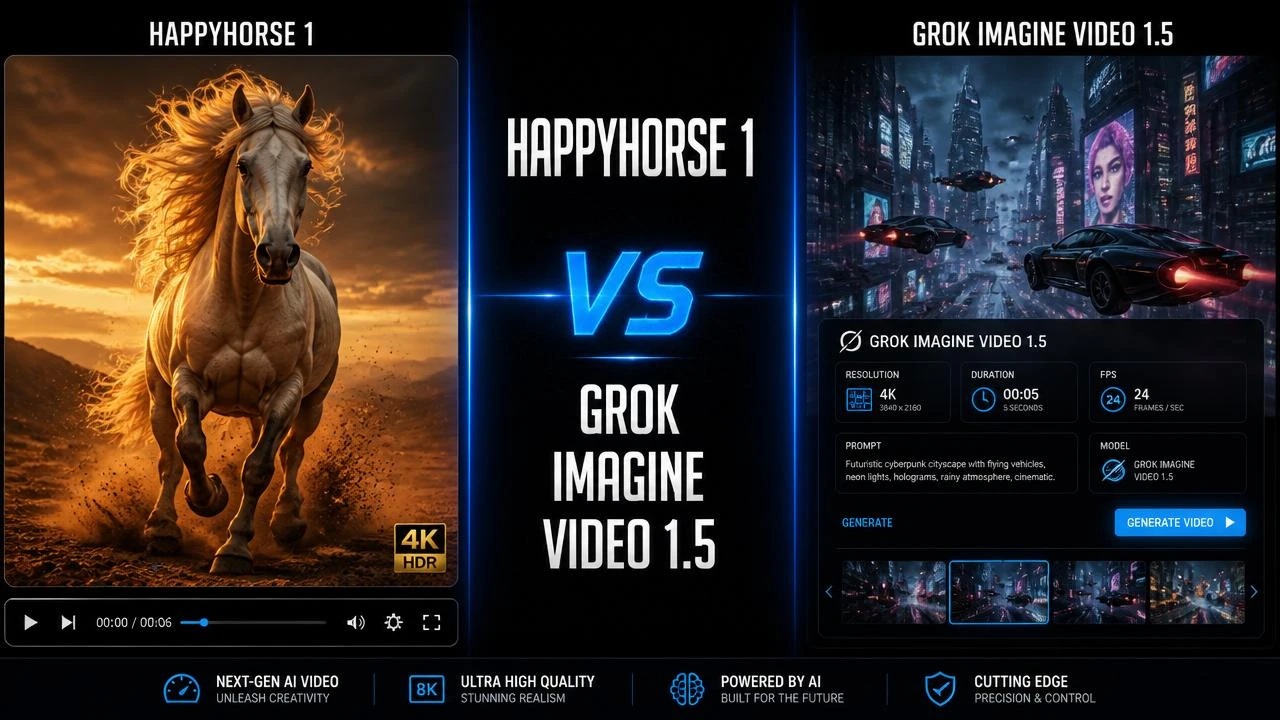 HappyHorse 1.0 對比 Grok Imagine Video 1.5：5 項極端圖生影片測試 | Vidguru